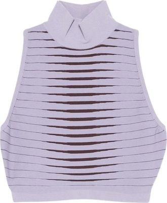 Elisabetta Franchi Femme, Tops, Violet, Taille: 38 FR D&eacute;bardeur &agrave; col montant