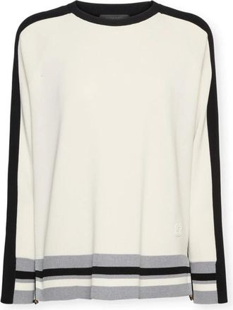 Elena Miro Femme, Pulls, Blanc, Taille: 48 FR Pull avec bordures ray&eacute;es