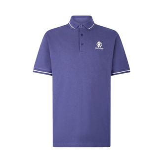 Roberto Cavalli Homme, Tops, Bleu, Taille: XL Polo Monogramme avec Logo