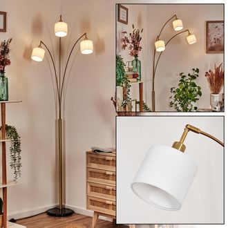 HOFSTEIN Stehleuchte Nikkala, Stehlampe aus Metall in Schwarz/Chrom/Rauch/Wei&szlig; mit Marmorfu&szlig;, verstellbare Leuchte im Vintage-Design, Schalter am Geh&auml;use, E14,