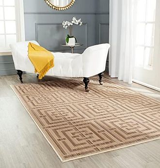 Safavieh Zeitgenössische Teppich für Wohnzimmer, Esszimmer, Schlafzimmer - Infinity Collection, Kurzer Flor, Gelb und Taupe, 122 X 183 cm