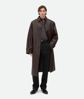 Bottega Veneta Trench en cuir contrecoll&eacute; - Marron - Homme - 40