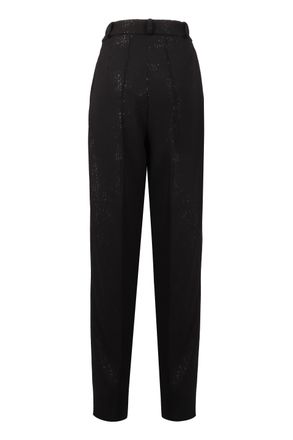 The Mannei Womens Silk Sequin Straight Trousers Black