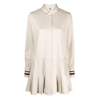 Tommy Hilfiger Beige Mini Kleid Global STP LS - - Dresses - Damen - Beige - 2XS