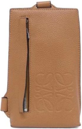 Loewe Sac bandouli&egrave;re en cuir de veau T Pocket vertical Pre-owned - Femme - Pre-owned - Brun - Taille: ONE Size