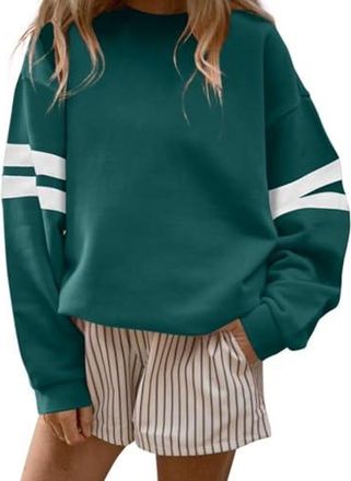 Generic Sweat-shirt pour femme - Couleur unie - Haut surdimensionn&eacute; - Col rond - Manches longues - Automne - Hiver - D&eacute;contract&eacute; - Confortable - Tendance - Co