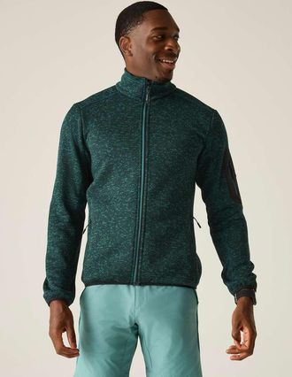 Regatta Newhill - Fleece-Jacke in Mittelmeer-Blau mit Rei&szlig;verschluss-Gr&uuml;n