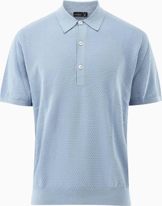 van Laack Strick-Poloshirt aus strukturierter Baumwolle in