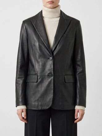 Salvatore Santoro Einreihiger Lederblazer aus Lammleder mit steigendem Revers