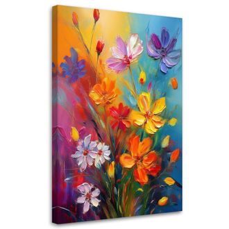 Feeby Bilder - Foto Geschenk - Blumen Wiese Abstrakt Farbige - 30x45 1tlg - Leinwandbilder Wohnzimmer - Wandbild &uuml;ber dem Bett - Bild Schlafzimmer - Aesthet
