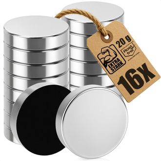 Com-Four 16x K&uuml;hlschrankmagnete, Starke Magnete aus rostfreiem Edelstahl mit Filzpolster, Flache Rundmagnete f&uuml;r K&uuml;hlschrank, Whiteboard und mehr (16 St&uuml;ck)