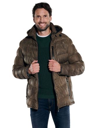Engbers Lederjacke Herren Lederjacke mit Kapuze, Dunkelbraun