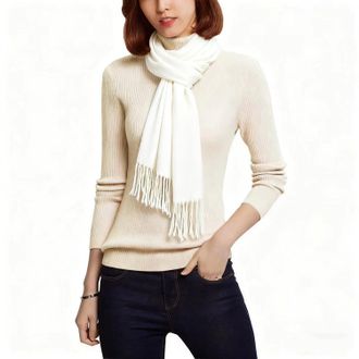 Glamexx24 Schal Damen Winterschal Gef&uuml;hl Langer Schal mit Fransen Baumwolle Warm Herbst Winter Unifarben Deckenschal und T&uuml;cher 200 x 74 cm