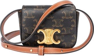 Celine Crossbody Bags - Celine Macadam Monogram Mini Triomphe Crossbody Ba - Gr. unisize - in Braun - f&uuml;r Damen
