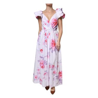 Philosophy di Lorenzo Serafini Femme, Robes, Blanc, Taille: 38 FR Robe longue en coton floral