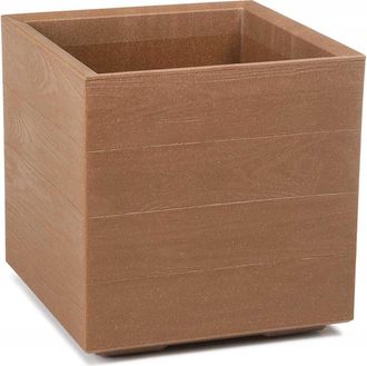 HowHomely Blumentopf Braun 40 x 39 x 39 cm Pflanzk&uuml;bel Gro&szlig; Au&szlig;en - Pflanzkasten auf Rollen mit Abflussstopfen - Pflanzk&uuml;bel die Holz Imitiert f&uuml;r Garten und Te