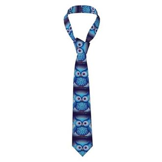 Generic Cravates en soie extra longues pour homme Motif hibou bleu