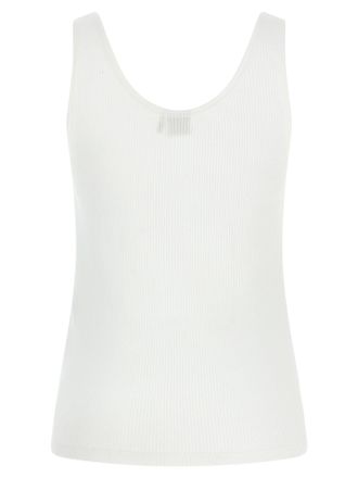 Chlo&eacute; Logo-Embroidered Ribbed Cotton Tank Top - White