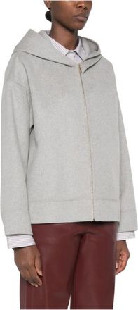 Max Mara Femme, Sweatshirts et sweats &agrave; capuche, Gris, Taille: 38 FR Giacca in lana vergine