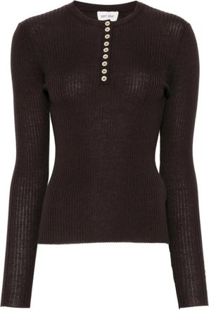 Soft Goat Femme, Tops, Brun, Taille: 36 FR Haut Henley c&ocirc;tel&eacute;