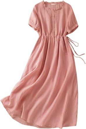 Generic Robe amincissante 2026 pour femmes et loisirs cr&eacute;atifs, couleur unie, l&eacute;g&egrave;re, fine, mi-longue, d&eacute;contract&eacute;e, rose, XXL