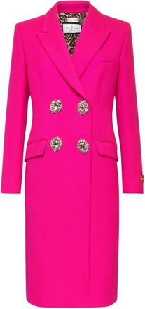 Philipp Plein Femme, Manteaux, Rose, Taille: 42 FR Coat Long