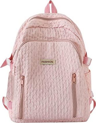 Generic Sac &agrave; dos &agrave; roulettes pour filles et nouveau motif, double couche, grande capacit&eacute;, pratique et l&eacute;ger, sac &agrave; dos pour adolescentes, coll&egrave;ge, rose, tai