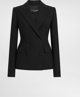 Dolce & Gabbana Zweireihige Jacke Aus Double-wollcr&ecirc;pe - Frau Collection Schwarz 42