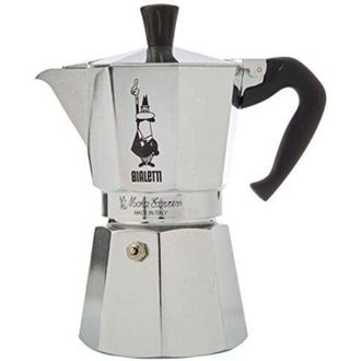 Bialetti Moka express avec bande en aluminium argent&eacute; 6 tasses