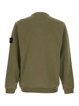Stone Island Mens Crewneck Sweatshirt Green Cotton Sweatshirts Sweater