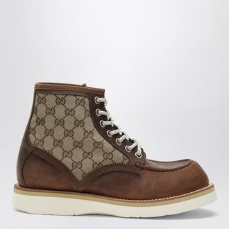 Gucci Schn&uuml;rstiefelette mit GG-Einsatz