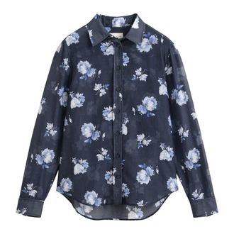 GANT Reg Floral Print LS Shirt - - Blouses & Shirts - Damen - Blau - M