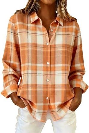 Generic Chemise &agrave; manches longues pour femme - Col &agrave; revers - Chemise boutonn&eacute;e - D&eacute;contract&eacute;e - Tendance - Coupe ample - Chemise &agrave; manches longues - Chemisie