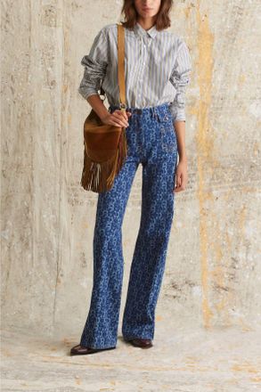 Gerard Darel Chemise en popeline de coton ray&eacute;e recycl&eacute;e - CLYDE - Outremer