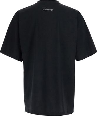 Balenciaga Crew Neck Cotton T-Shirt - Black