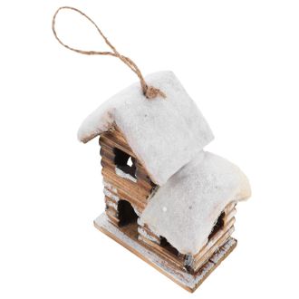 Angoily LED Weihnachtshaus Miniatur Holzhaus 10X10cm mit Warmwei&szlig;er Beleuchtung Schneebedeckte D&auml;cher Tisch und Weihnachtsbaumschmuck f&uuml;r Winterliche Dekorati
