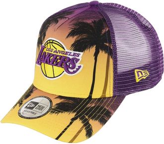 New Era Los Angeles Lakers NBA Palm Tree A-Frame Adjustable Trucker Cap - One-Size