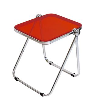 Generic Acryl Beistelltisch Zusammenklappbar Couchtisch Klappbar Durchsichtig Nachttisch Freizeittisch Arbeitszimmer Zuhause Büro Ausstellung(Red)