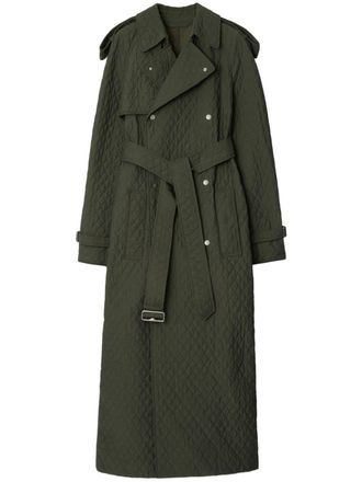 Burberry trench &agrave; boutonni&egrave;re crois&eacute;e - Vert