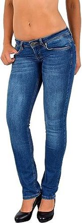 ESRA Jean Femme Pantalon en Jean Femme Jeans Taille Basse Grandes Tailles Straight fit G900