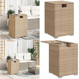 vidaXL Table de couverture de bouteille de propane beige 40x40x60 cm - Meuble De Jardin - Table De Jardin - Table De Patio - Rangement Exterieur - R&eacute;sine
