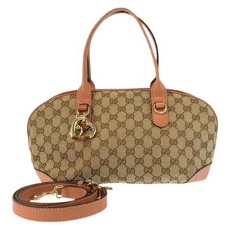 Gucci Pre-owned Heartbit Beige Pink GG Canvas Leder Tasche - - Pre-owned - Damen - Beige - ONE SIZE