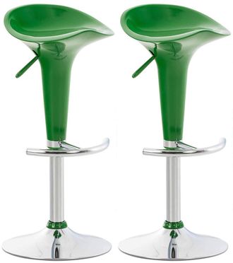 Clp 2er Set Barhocker Saddle Mit Drehbarem Kunsttoffsitz Und Fußablage I Höhenverstellbarer Hocker Mit Metallgestell In Chrom-Optik, Farbe:grün