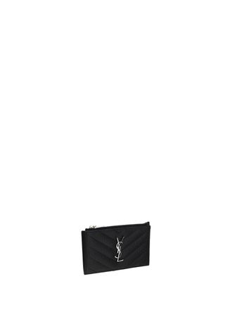 Saint Laurent Womens Leather Cardholder Nero Calf Bos Taurus Wallet