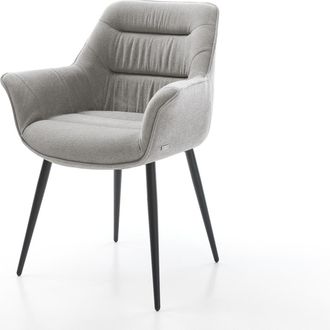 DELIFE Esszimmerstuhl Kaira-Flex Strukturstoff Soft Grau 4-Fu&szlig; konisch Schwarz, Esszimmerst&uuml;hle