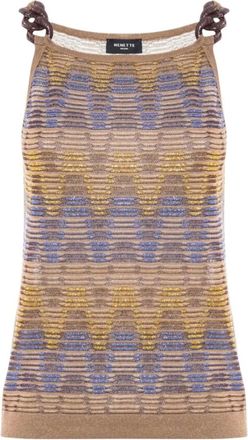 Nenette Femme, Tops, Brun, Taille: 42 FR Top en maille ajust&eacute; avec bordure contrast&eacute;e
