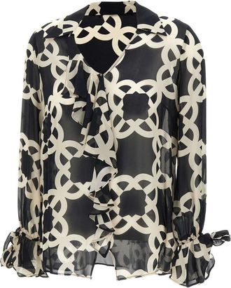 Elena Miro Femme, Blouses et Chemises, Multicolore, Taille: 48 FR Optical Print Shirt