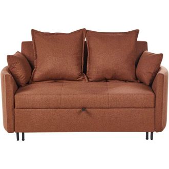 Beliani Schlafsofa 2-Sitzer HOVIN Stoff Goldbraun