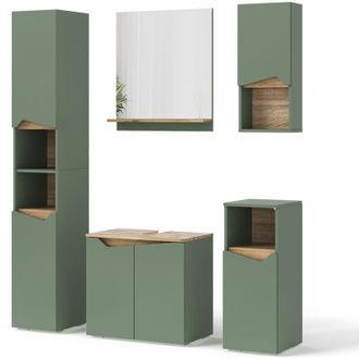 Vicco Badmöbel-Set Marelle, Grün/Artisan, 5 Teile