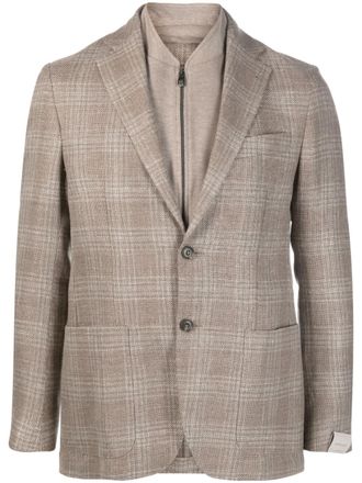 Corneliani blazer boutonn&eacute; &agrave; carreaux - Marron
